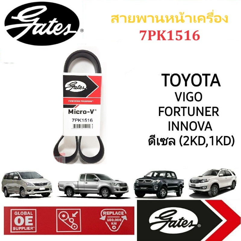7PK1516 Gates (Gates) Front Belt VIGO FORTUNER INNOVA Diesel Engine 1KD ...