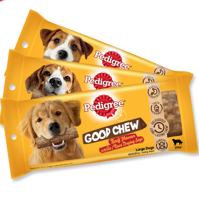 Pedigree Good Chew Snack Beef Flavor Dog Treats 53-138g | Shopee ...
