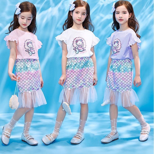 PRINCESS KESLI Girls Mermaid Dress Skirt Costume Girl Set 1-10 Years ...