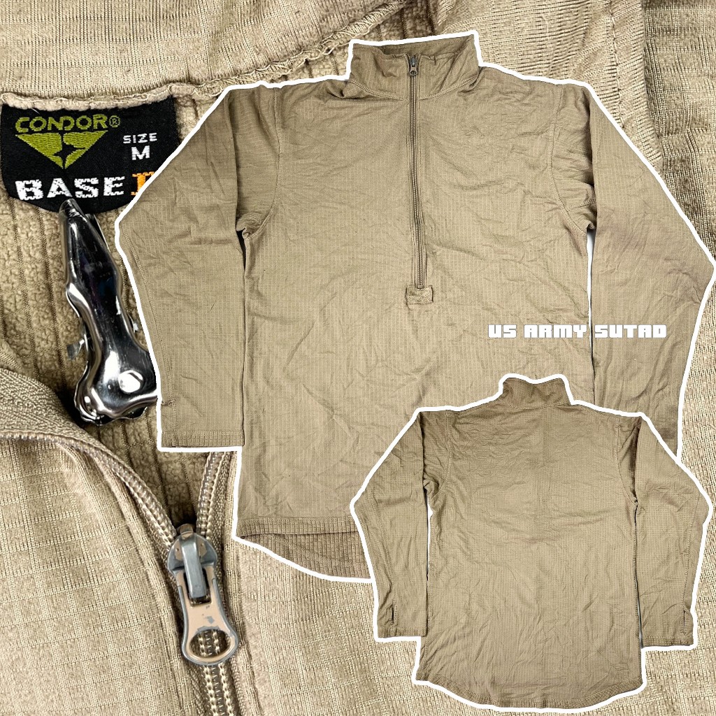 Sweat Shirt Long Sleeve Military Mens Tan Desert Waffle Fleece Cold ...