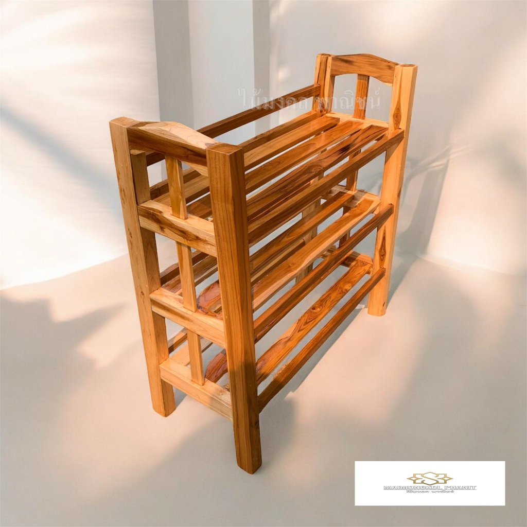 Auspicious Wood Commercial 3-Tier Teak Shoe Rack Stand | Shopee Philippines