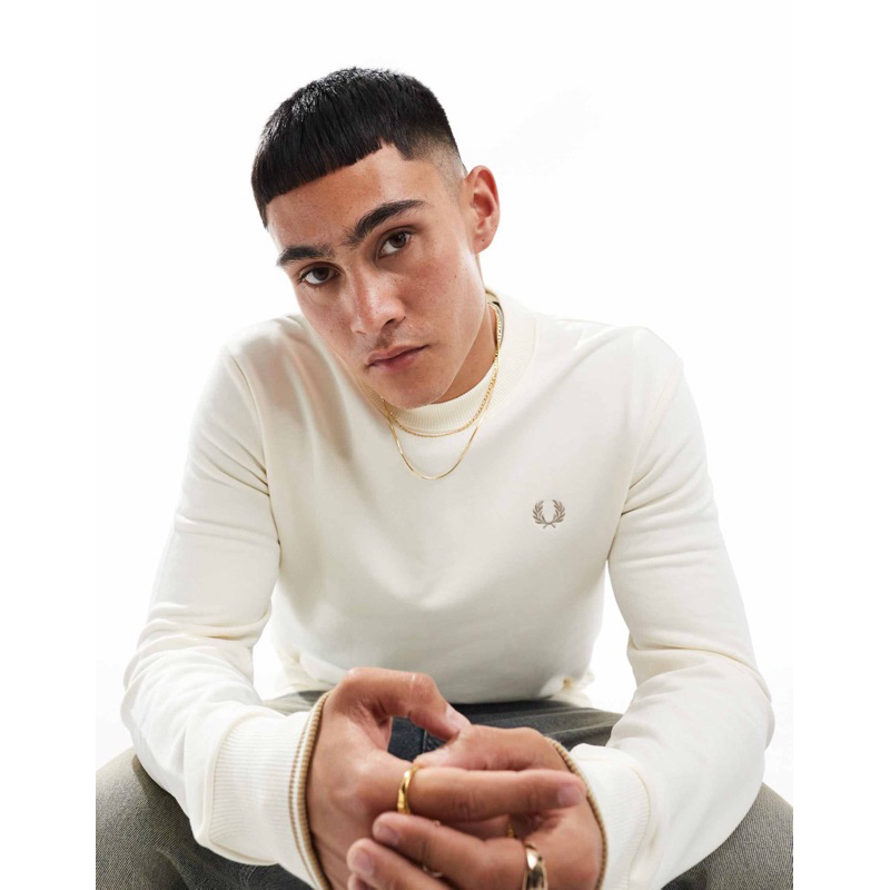 Fred Perry Crew Neck Sweatshirt in Ecru | Shopee Philippines