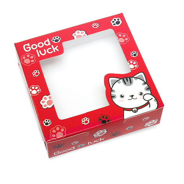 20 Pieces Of Red Box With Goodluck Meow Print 8.2 x 8.2 x 2.8 Cm. (50W ...