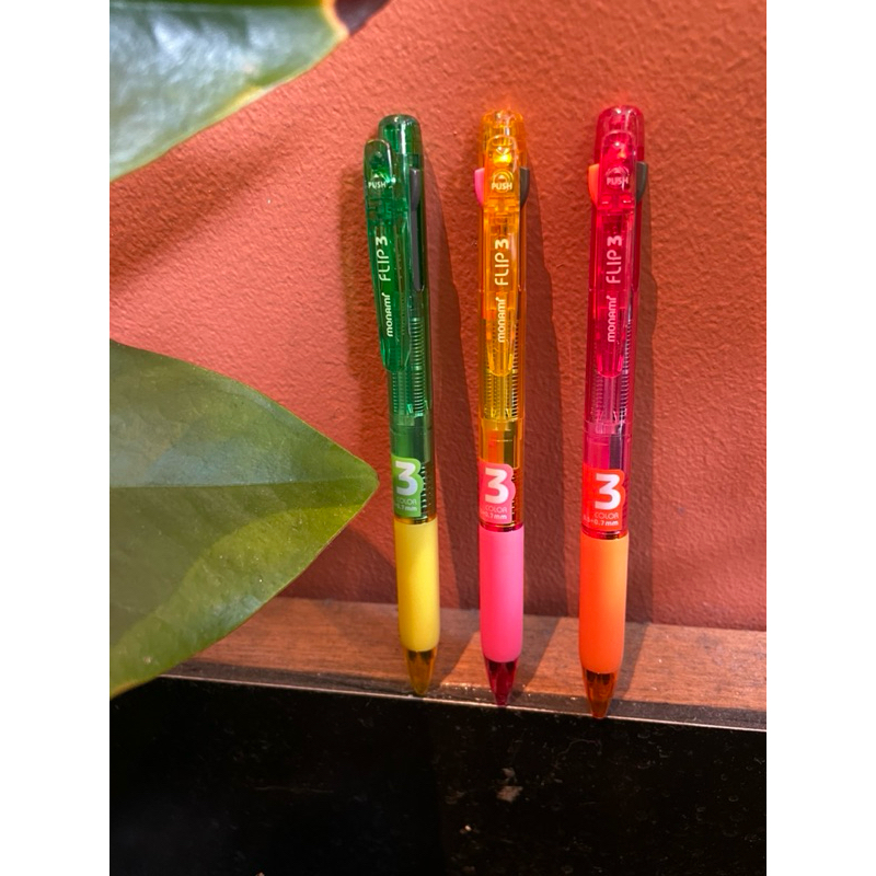Korea Monami FLIP3 Flourescent 3 Colors Ballpoint Pen | Shopee Philippines