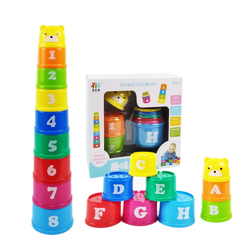 Stacking Cups Learn To Color ABC Numbers Stack Mesh Box Enhance Skills ...