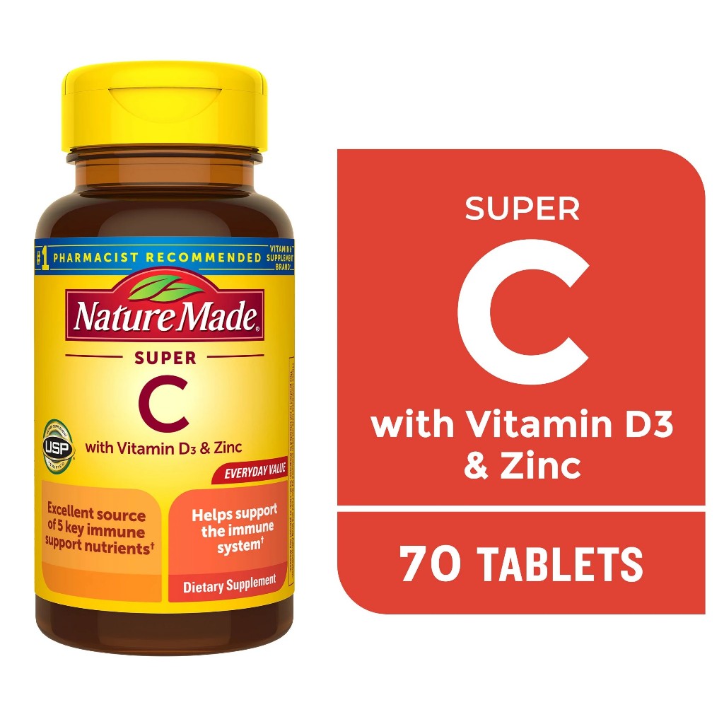 Vitamin Nature Made Super C with D3 & Zinc 70 Tablets | Shopee Philippines