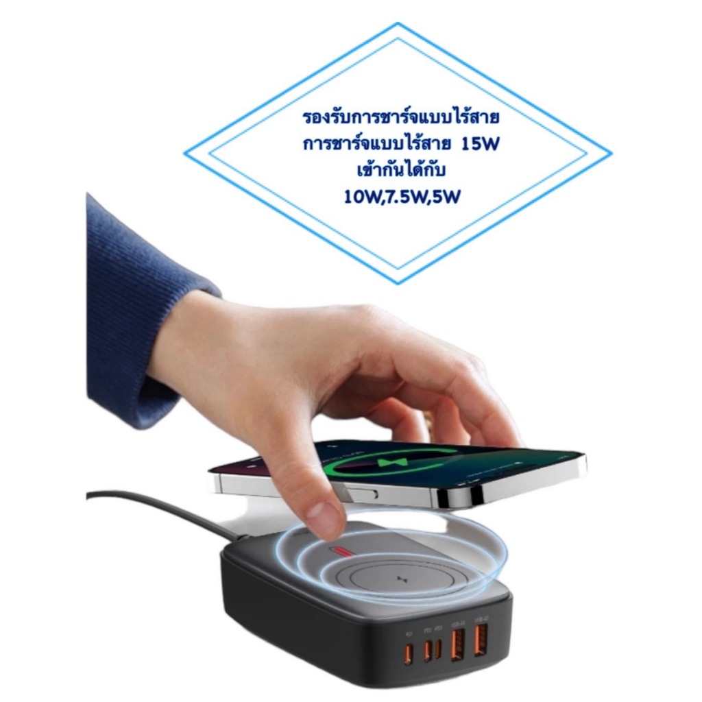 Fast Charger LDNIO Desktop 6in1 Model Q4010 133W Power GaN PD Wireless ...