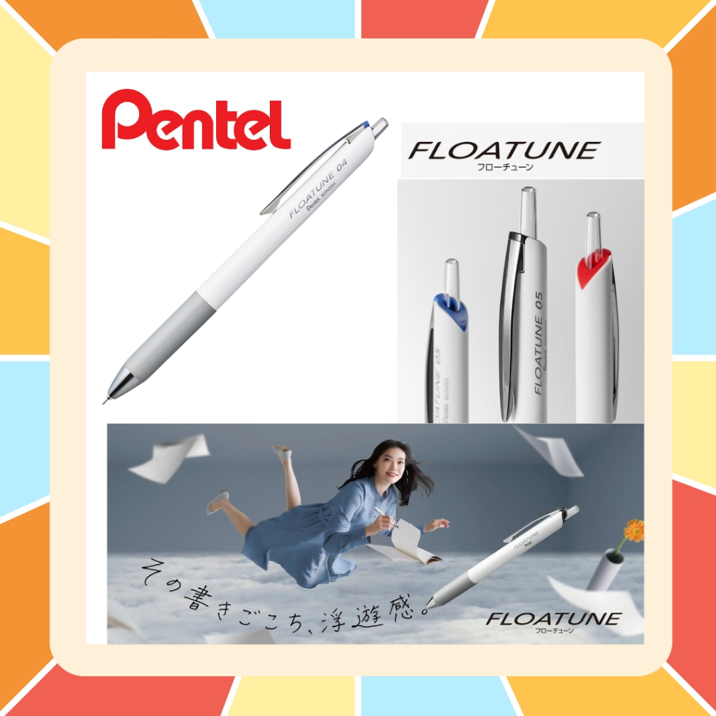 New Stock!! Pentel Floatune Ball Pen Beautiful Design White Handle Ultimate Perfect Fit Between ...