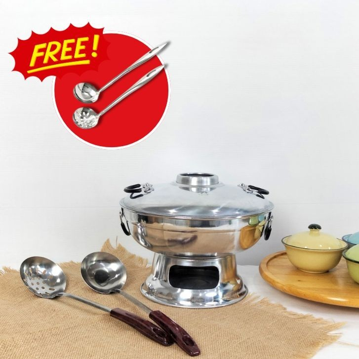 Hot Pot Tom Yum Dip Size 20-22-24 Cm. With Chimney Hood With Lid Plus 2 ...