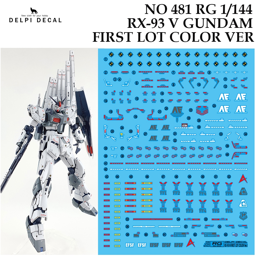 WATER DECAL [DELPI] 481 RG RX-93 NU V GUNDAM FIRST LOT COLOR VER 1/144 ...