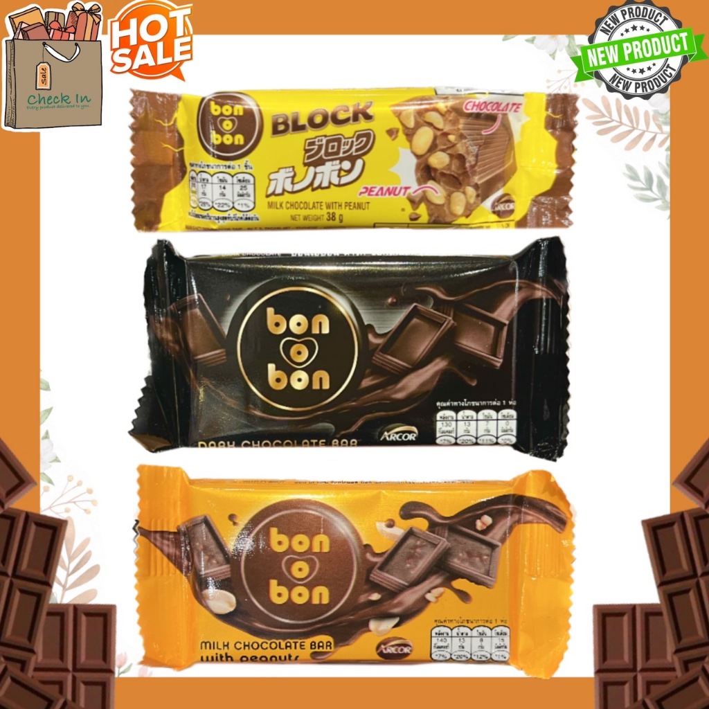 Bon O Block Dark Chocolate Bar Milk With Peanut | Shopee Philippines