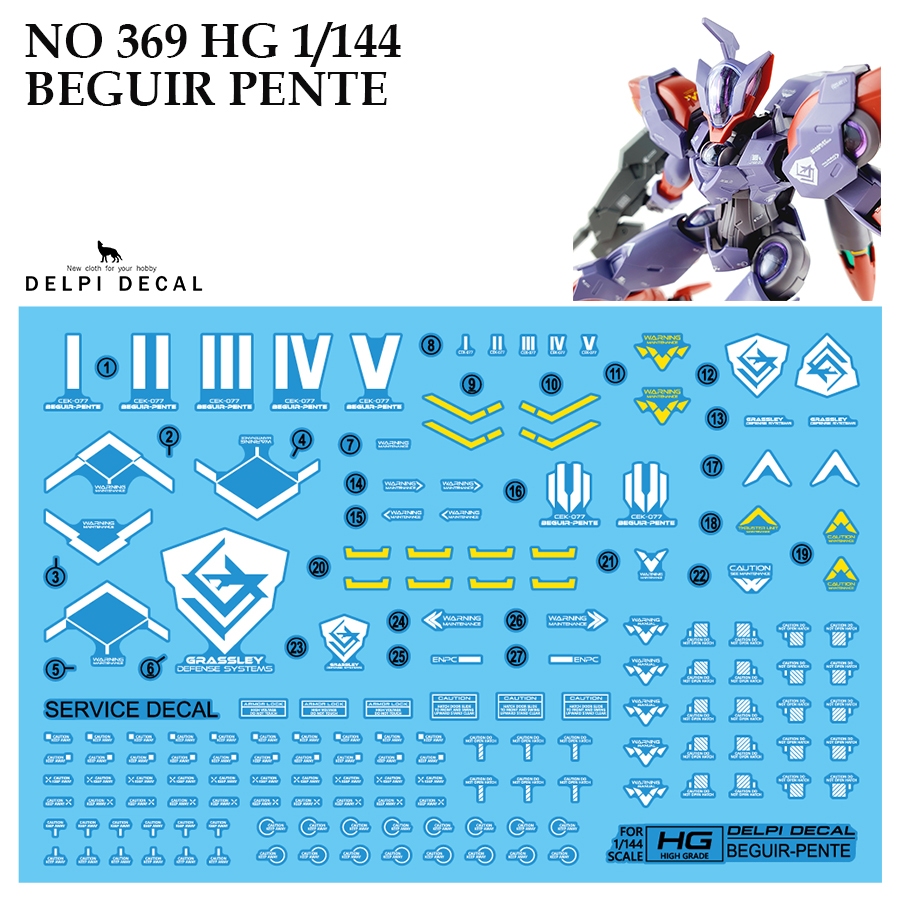 WATER DECAL [DELPI] 369 HG BEGUIR PENTE THE WITCH FROM MERCURY1/144 ...
