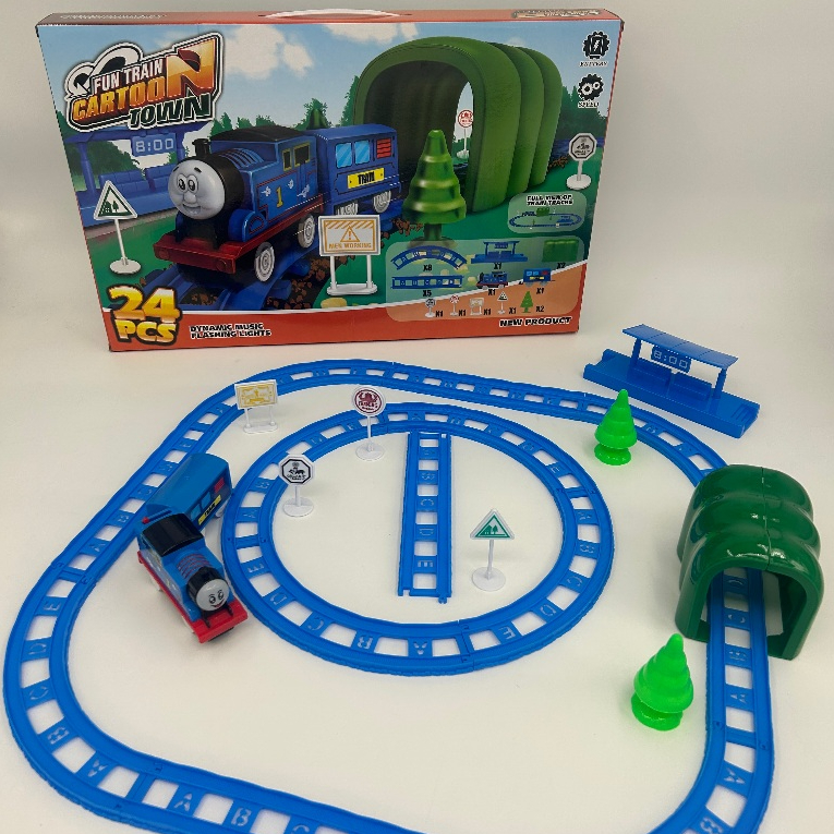 Toy Train Thomas With Tracks Cartoon With Charcoal 1set Contains 24 ...