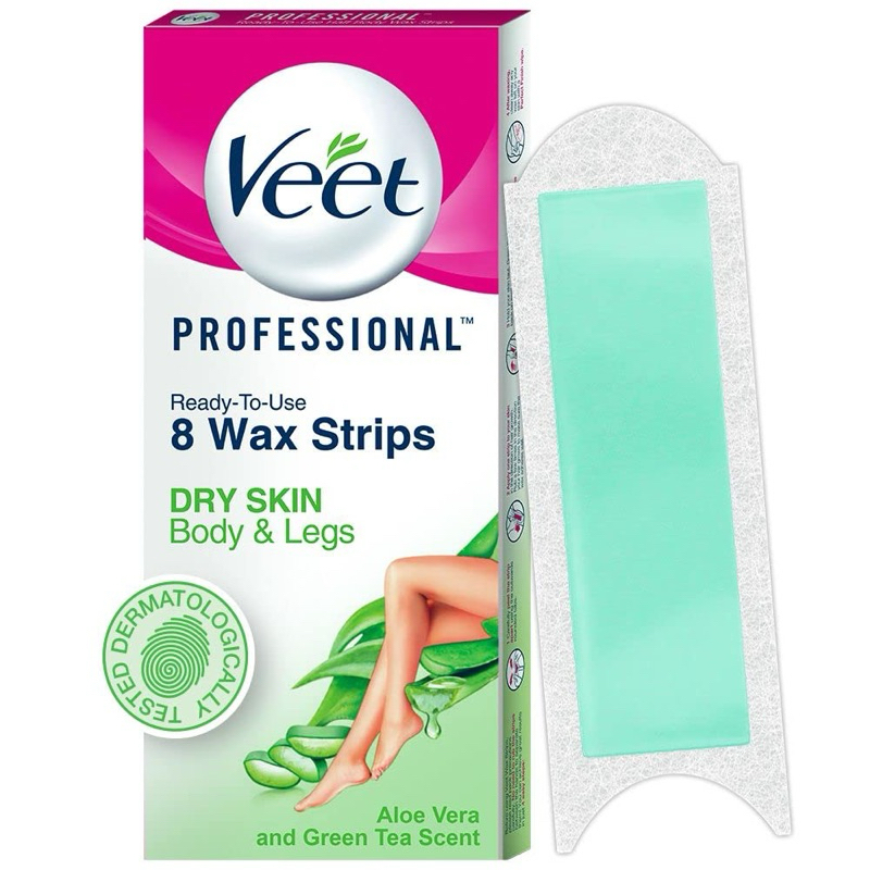 Veet wax strips Hair Removal Pads With Dry Skin 1 Box Contains 8 Sheets ...