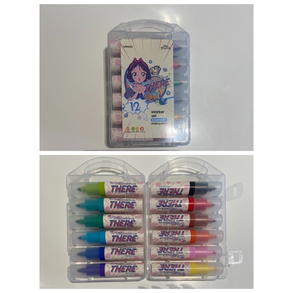 MINISO 12 Color Marker Pen Set Disney Manga Princess Collection ...