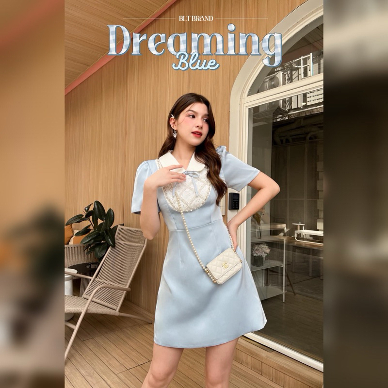 NEW K585 BELLITA BRAND Blue Mini Dress Fabric Suit Work Wear Cafe Plump Girl Blt Label Mother's ...