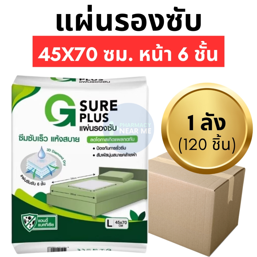 G SURE PLUS Absorbent Pads For Adults (Size L) Size 45 * 70 (1 Case 120 ...