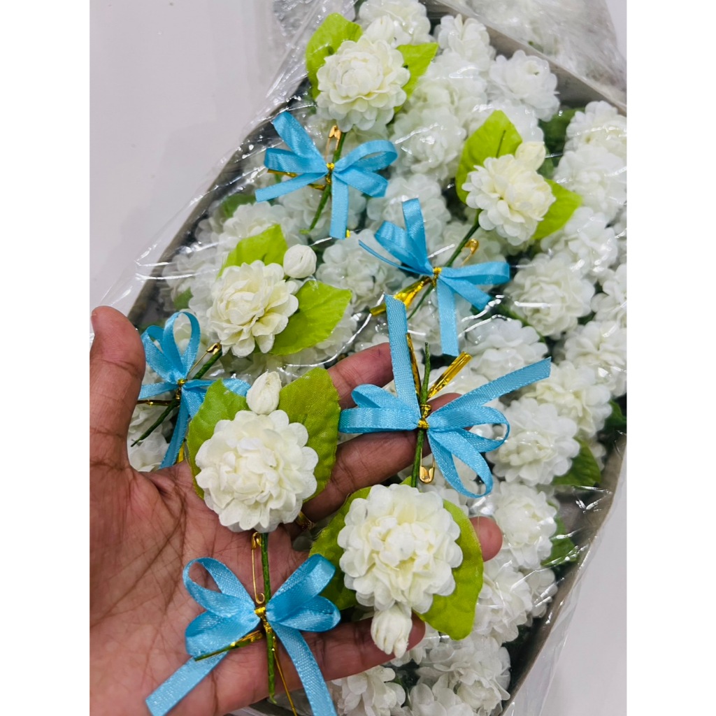 Mother's Day Jasmine Brooch (Mother's Flower With Blue Bow) 1 Only ...