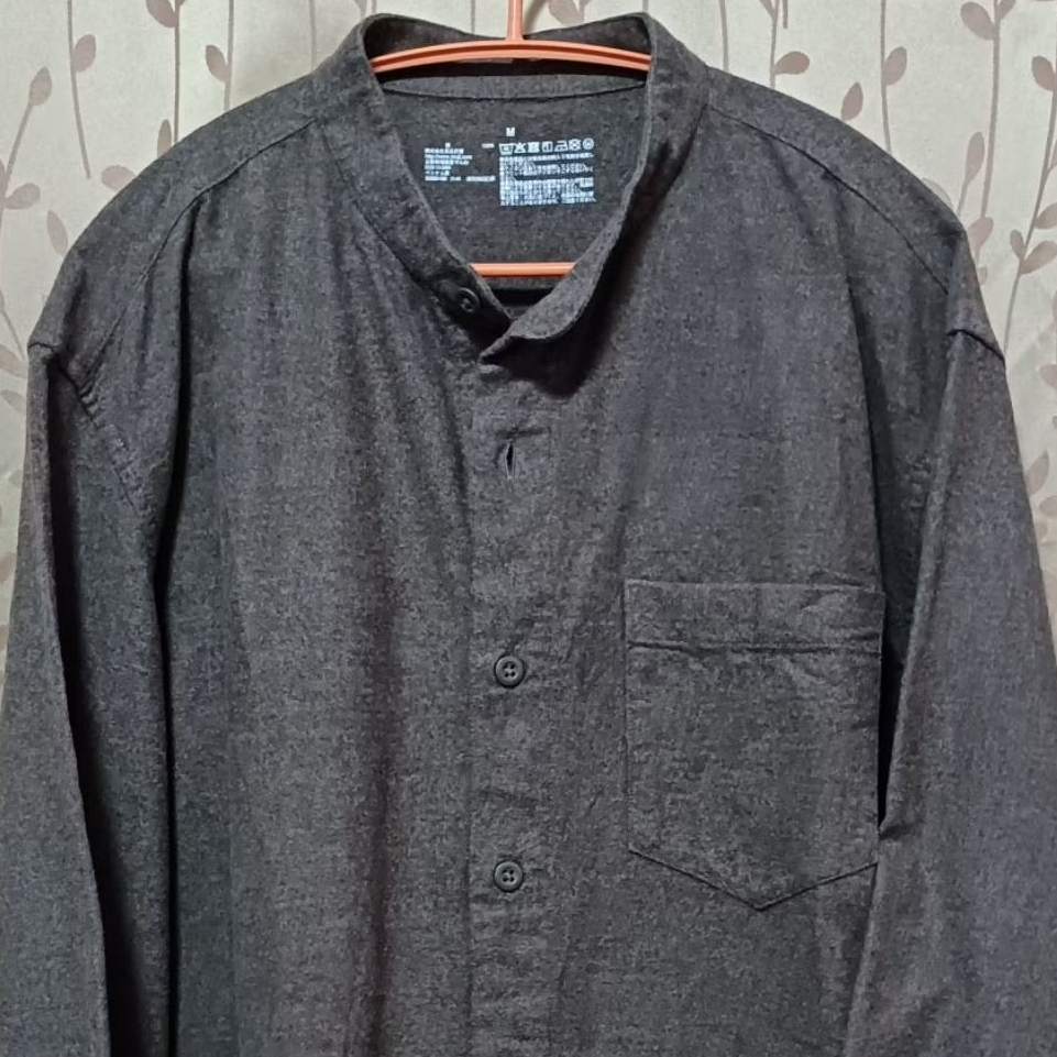 MUJI Mu Ji Mandarin Collar Shirt Dark Brown Flannel Used In Good ...