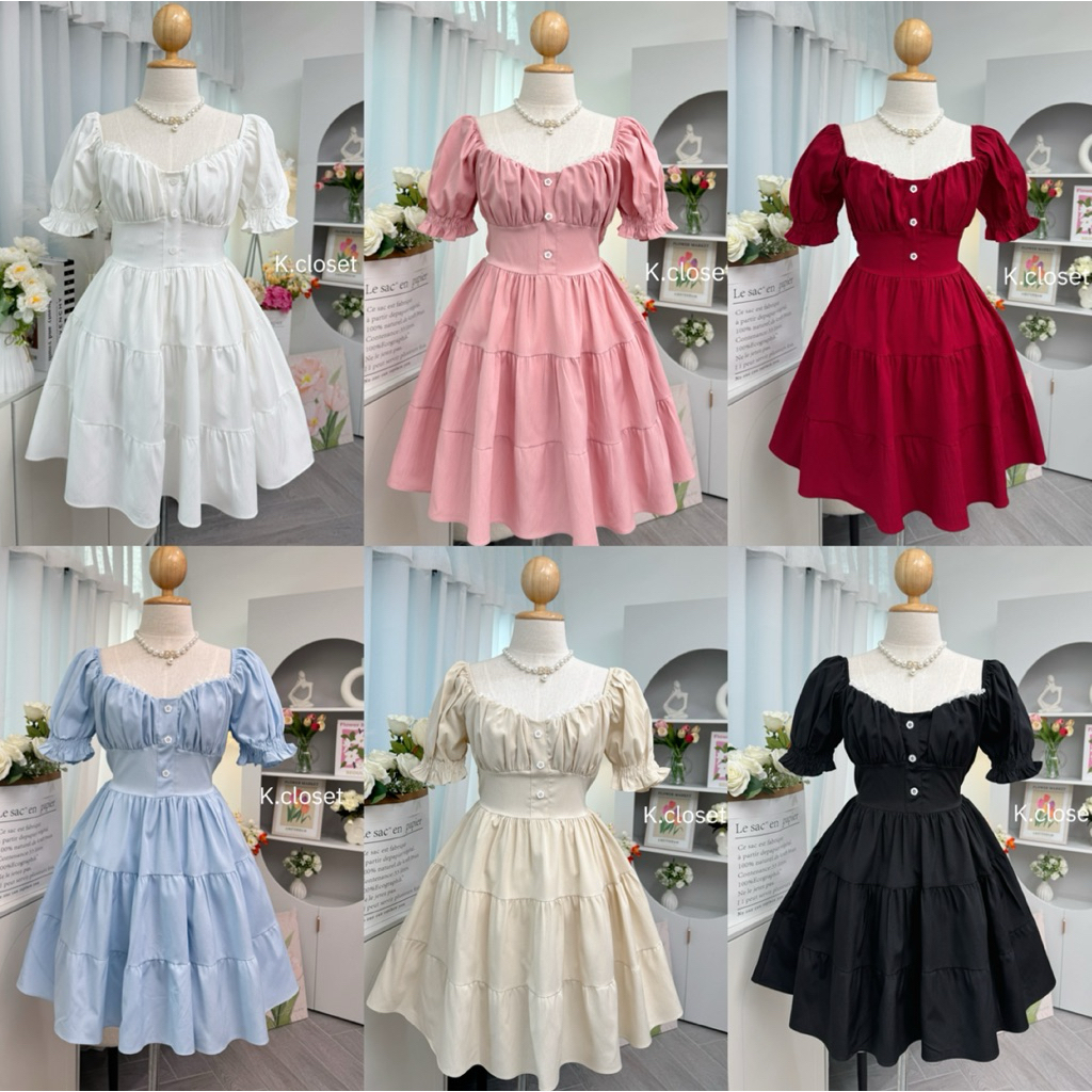 (Chest 38-45) Doll Sleeve Dress Lace-Decorated Chest For Chubby Women ...