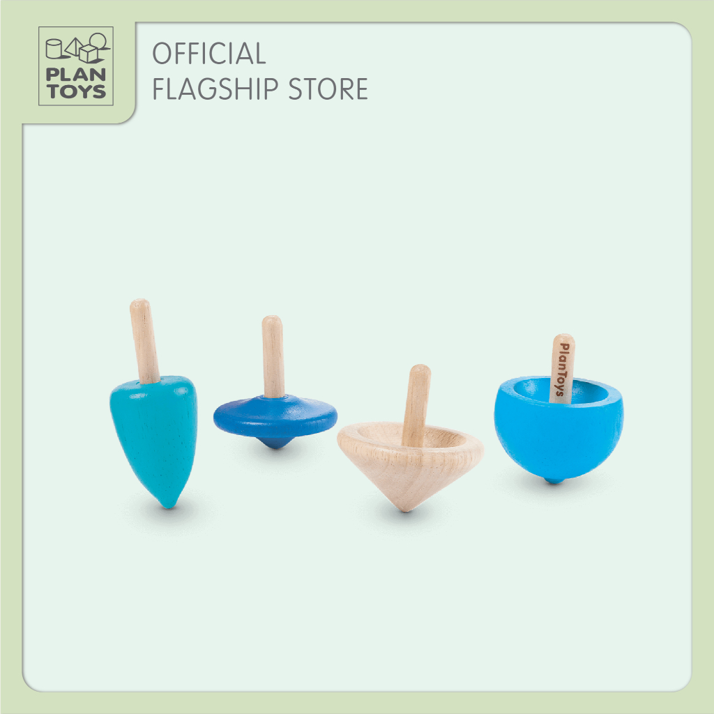 PlanToys Wooden Toys 4132 Mini Spinning Tops Top-Development For Ages 3 ...