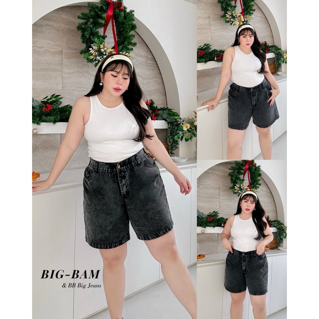 BB Big Jeans Three-Quarter Large Size For Chubby Women | Shopee Philippines