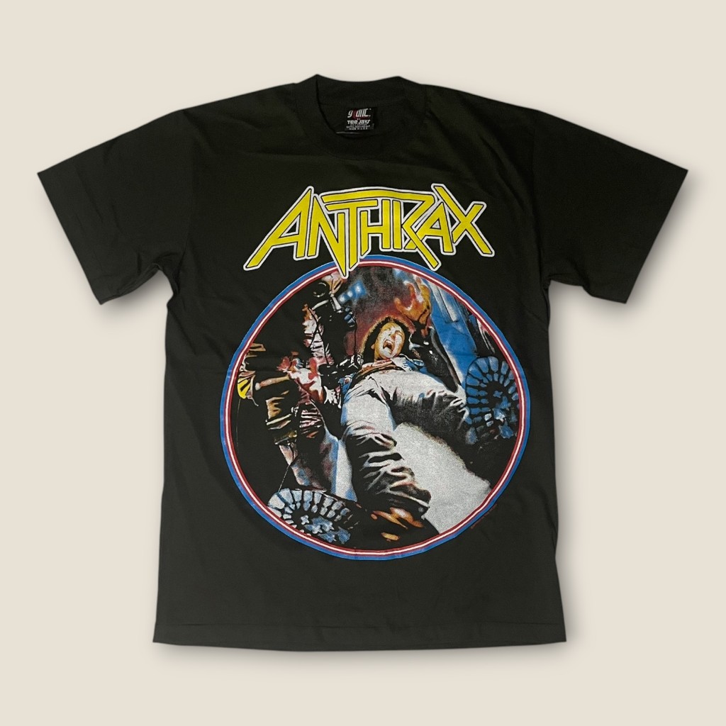 Anthrax Band Shirt Black Faded Vintage Style Front And Back Screen ...