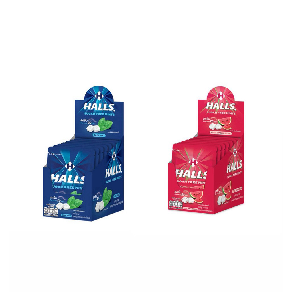 Halls Sugar Free Candy Cool Mint Flavour/Cool Watermelon 15.4g (10 ...