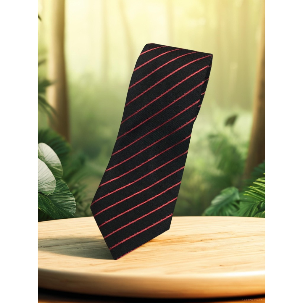Self-Tie Necktie Black Background Red Pattern Medium Size 8 cm Length ...