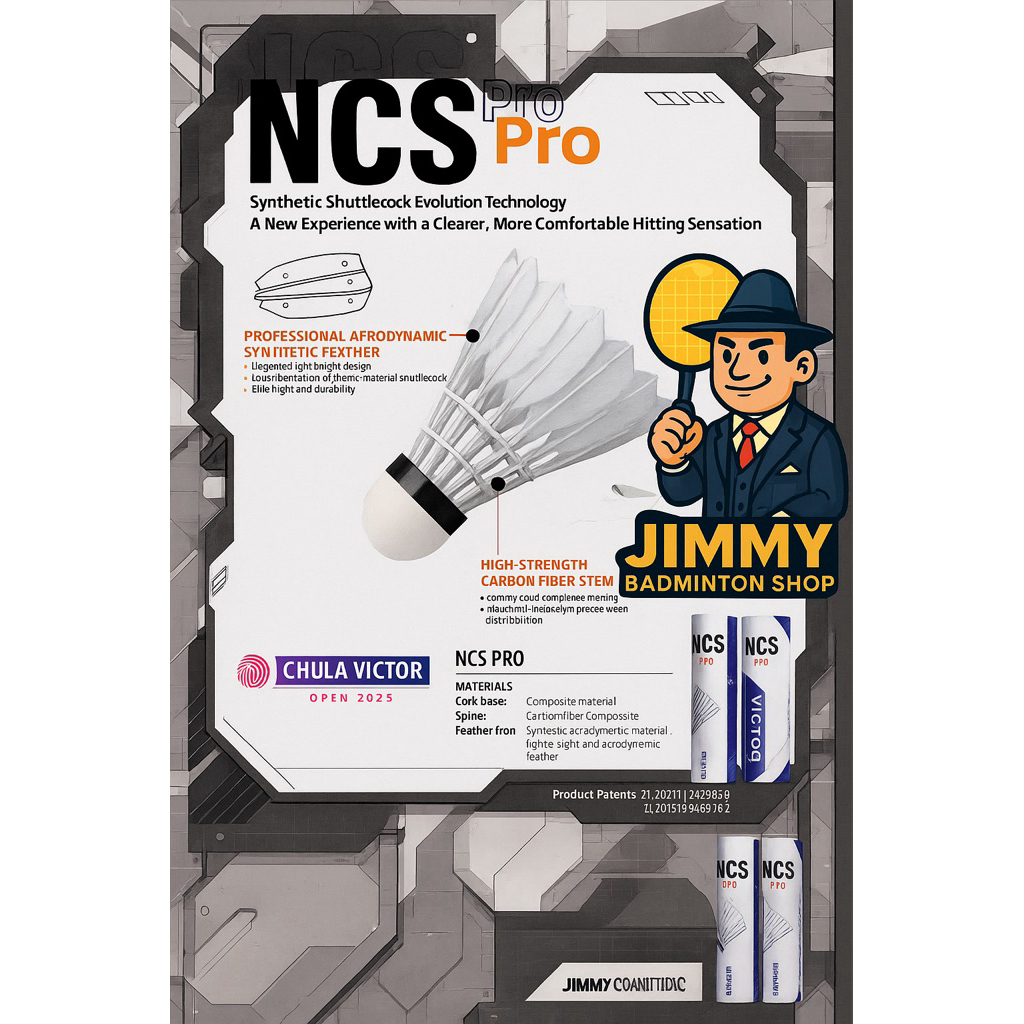 VICTOR Badminton Shuttlecock Model NCS PRO (1 Tube 12 Balls) Speed 75 ...