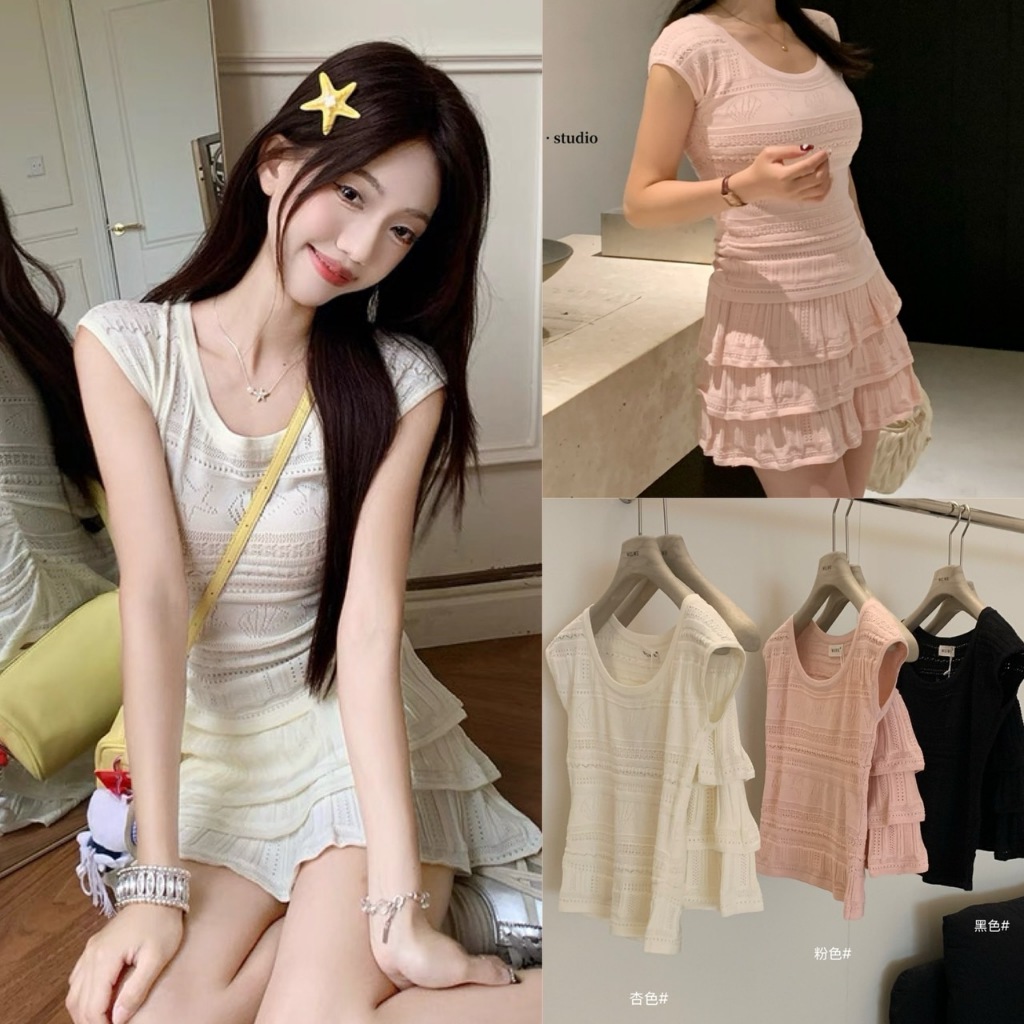 W5957 2-Piece Set Short-Sleeved Shirt With Korean Fashion Short Skirt ...
