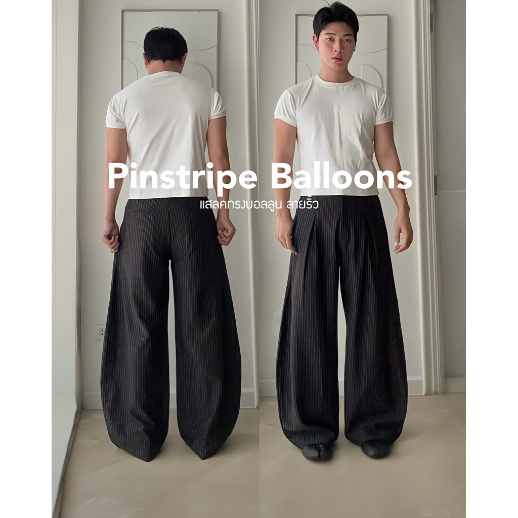 Pinstripe balloons Slack Striped Balloon Pants | Shopee Philippines