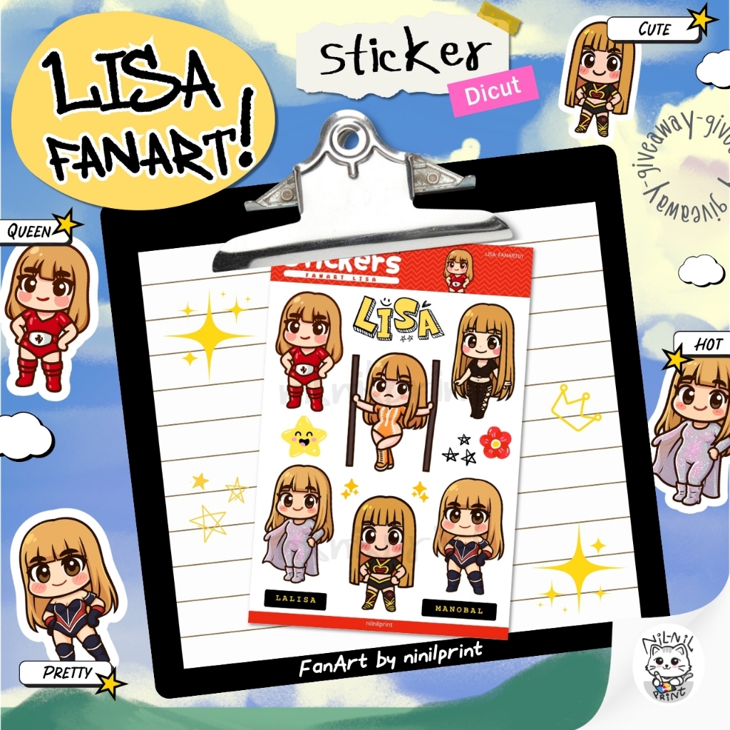Lisa Fanart Sticker | Size A6 Beautiful Color Waterproof Die-Cut ...