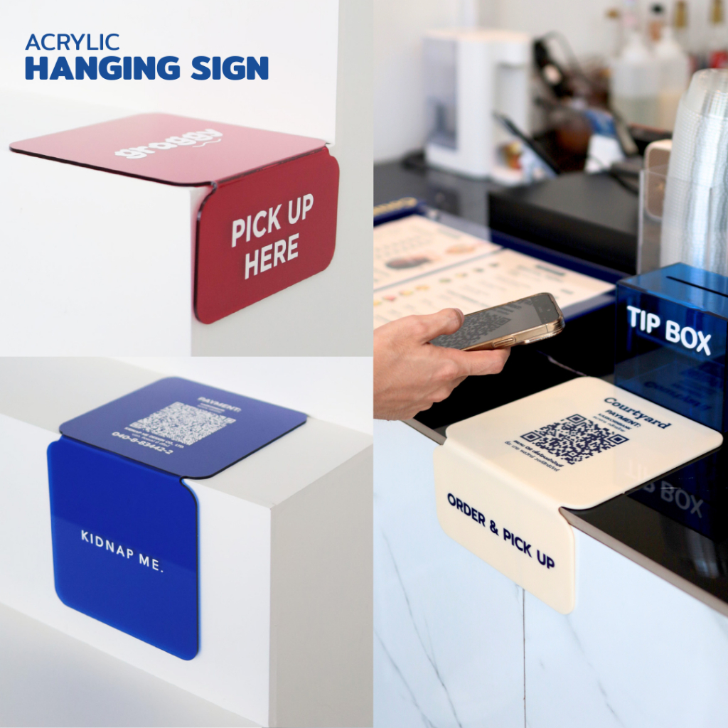 Acrylic SIGN Table Mount Counter Qr Code pick up Shop Decoration Order ...