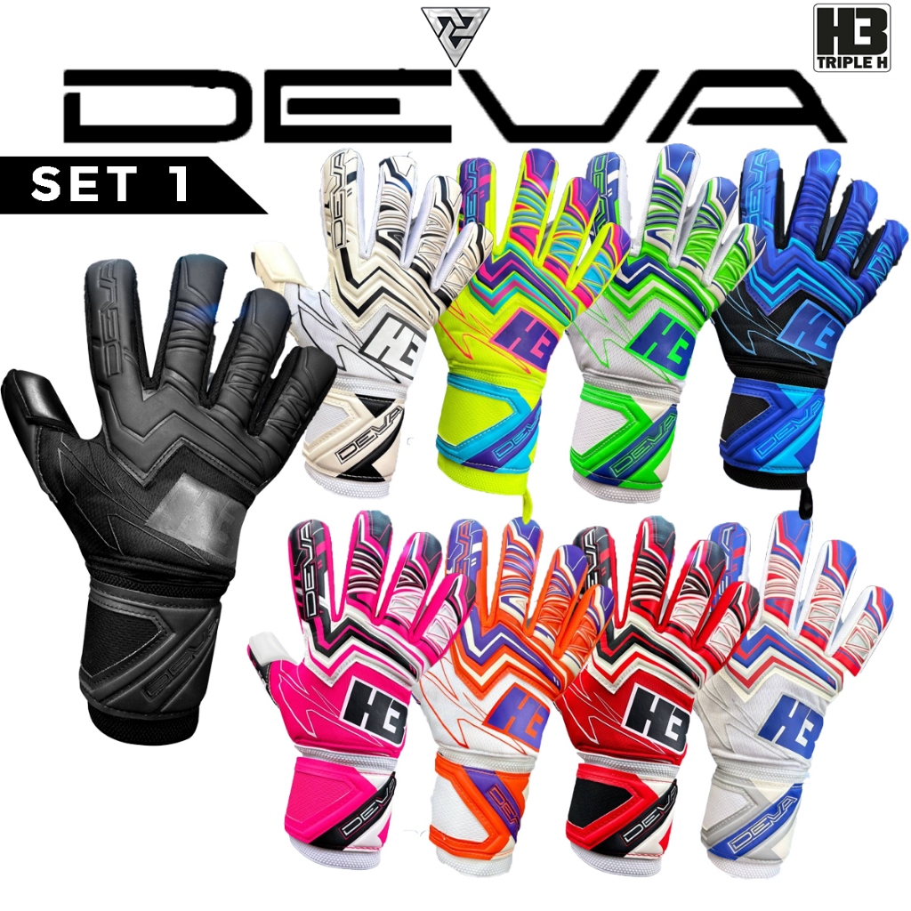 H3 DEVA 2 [SET 1] Goalkeeper Gloves 2 Model With Finger Safe Removable ...