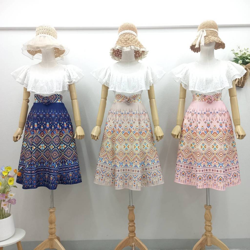 P099 Thai Pattern Dress With Ruffled Chest Free Size Ml See-Through ...