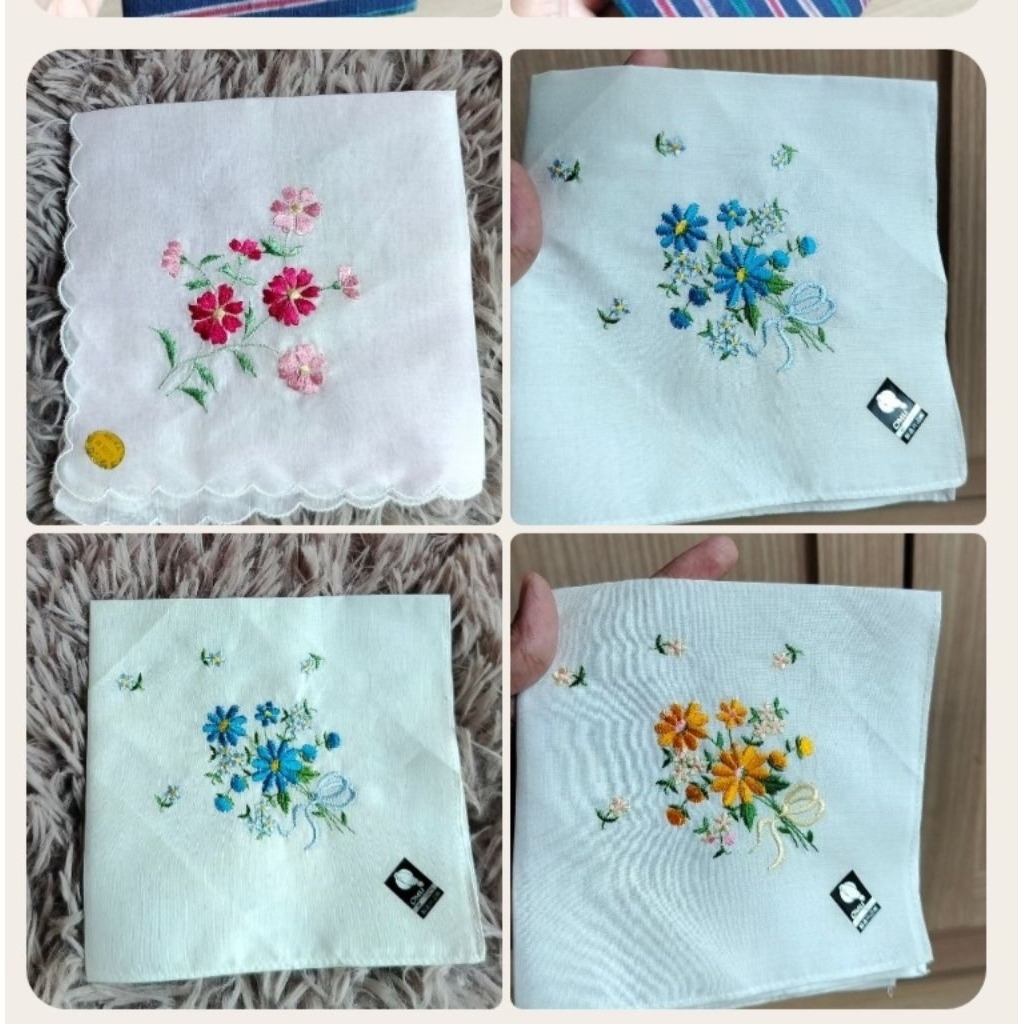 1st Hand Embroidered Flower Handkerchief From Japan | Shopee Philippines