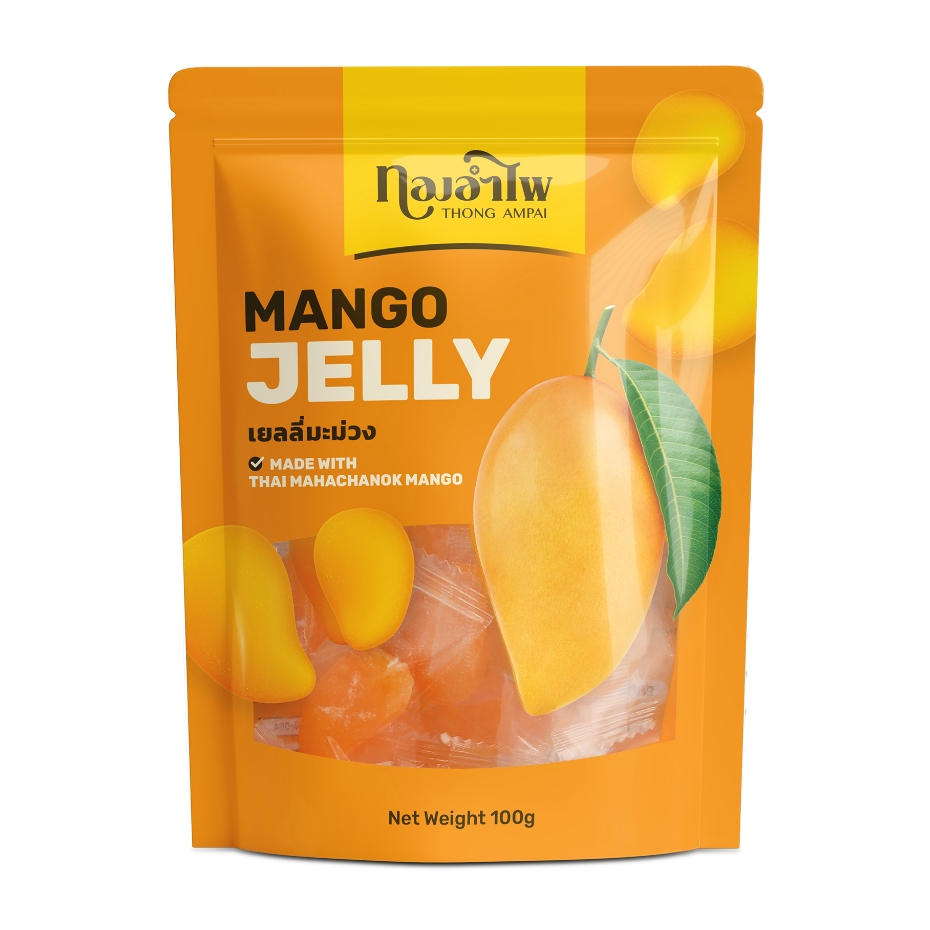 THONG Amphai MANGO JELLY (MANGO Shape) 100 G. AMPAI (MANGO) 100G Mango ...