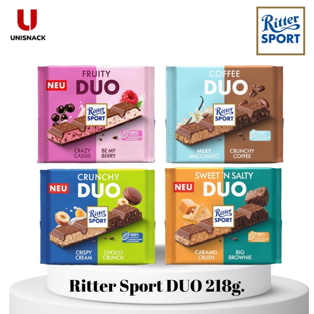 New Ritter Sport DUO 218 Gram (g.) There Are 4 Flavors: 02/2025-03/2025 ...
