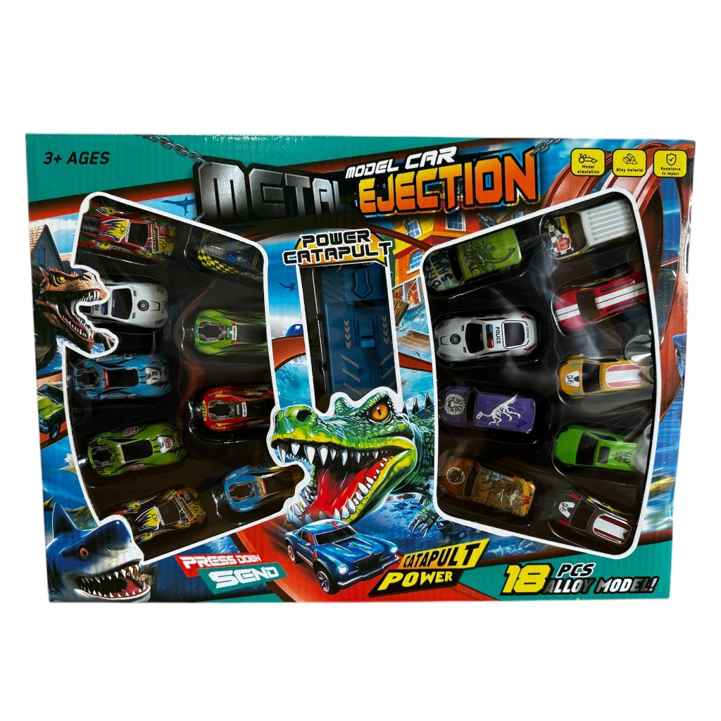 18 Metal Mini Cars Set Accompanying Car Ejection Platform Kids Toys ...