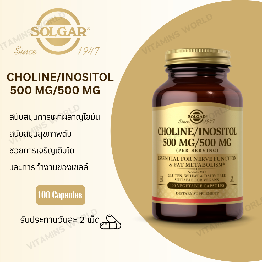 Solgar Choline/Inositol 500 mg 100 Vegetable Capsules (V.3288) | Shopee ...