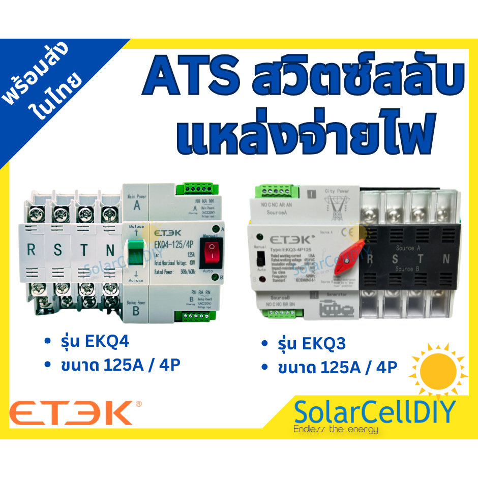 ats 4P 125A Dual Power switch Electric Automatic transfer ETEK Brand ...