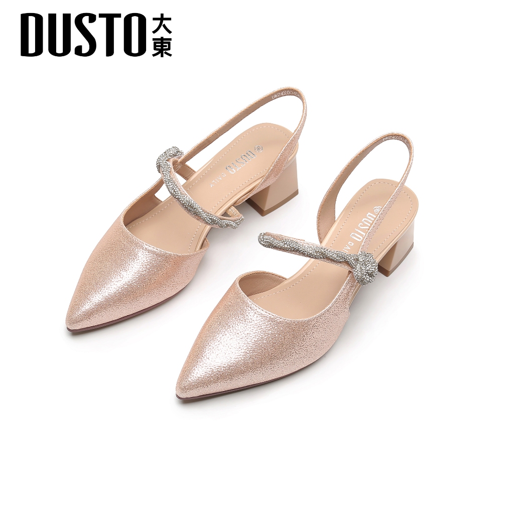 DUSTO Mary Jane Shoes High Heel Pointed Toe Metallic Color Open-Heeled ...
