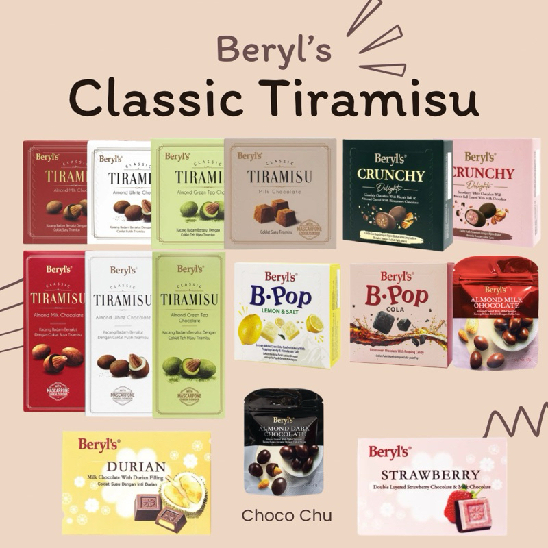 Beryl's Classic Tiramisu 65g/B Pop/ Crunchy Chocolate From Malaysia ...