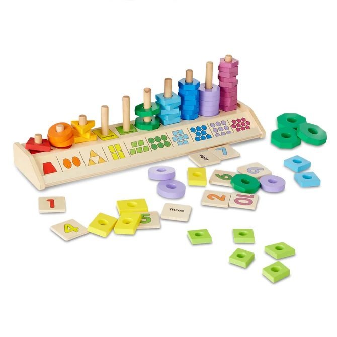 Melissa & Doug Counting Shape Stacker Learn To Count Numbers Shapes Set ...