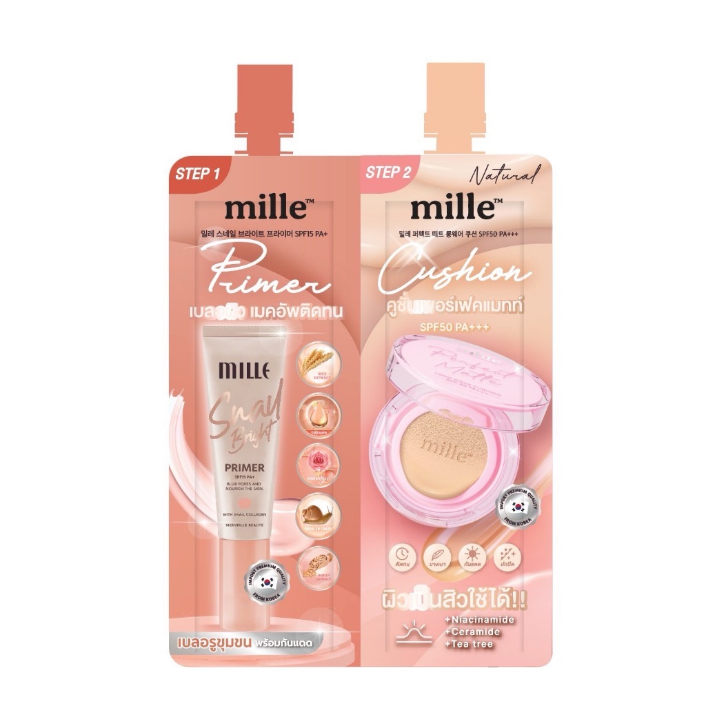 (1 Sachet) Mille Double Sachet Cushion + Primer (Size 4 + 4 G) | Shopee ...