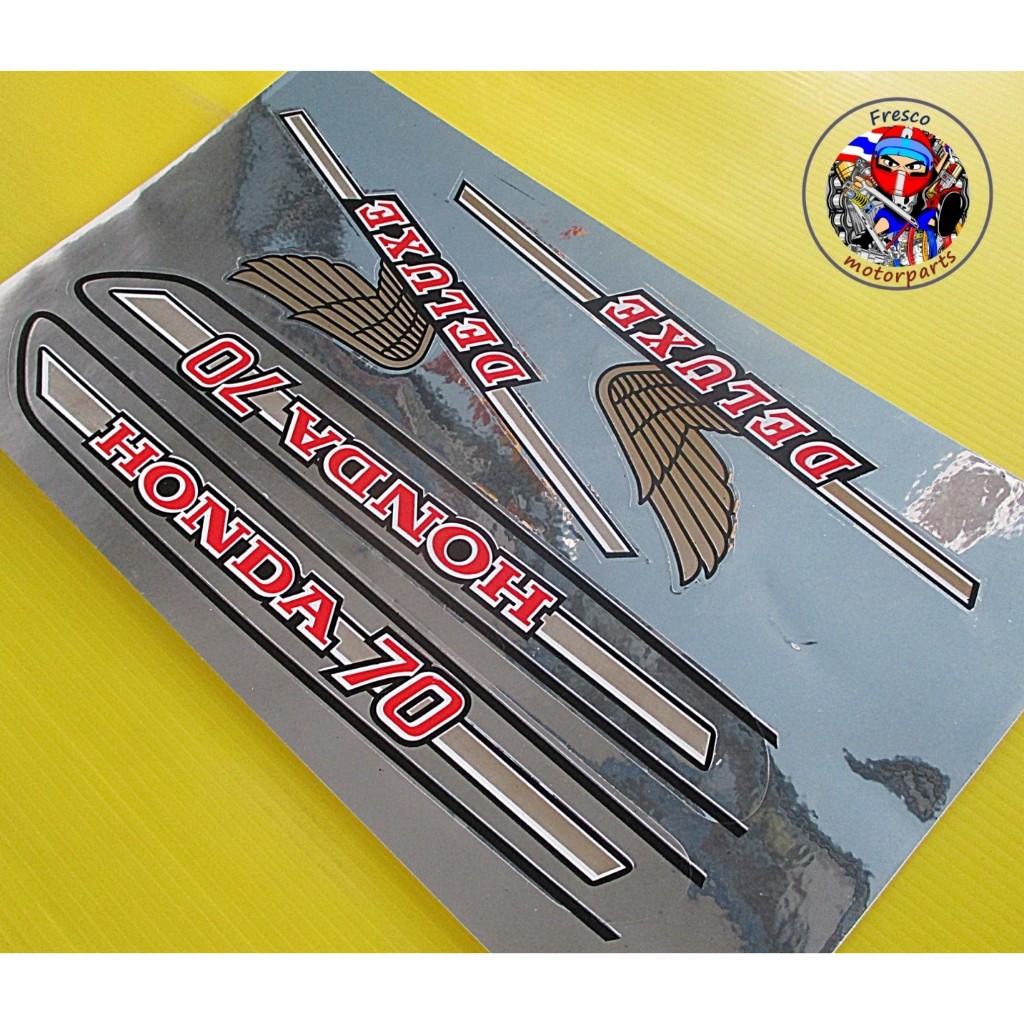 Honda C70 Deluxe Body Sticker Red Letter Brown wing & Black Trim For ...