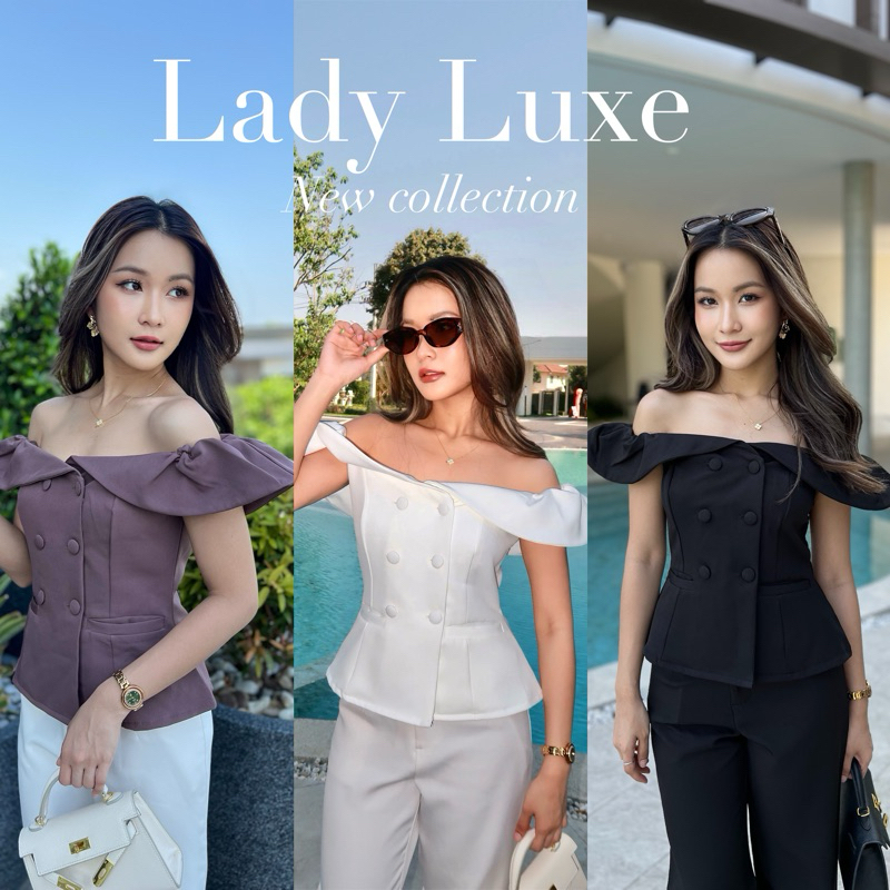 Lady Luxe: Off-Shoulder Suit With Full Lining Real Button Details All ...