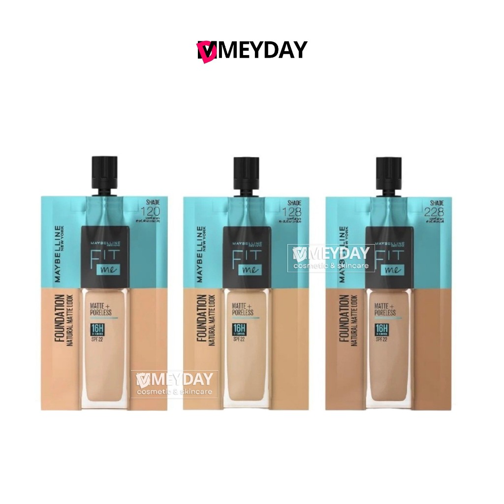 (Sachet) MAYBELLINE Fit Me matte + poreless foundation + 5 ml | Shopee ...