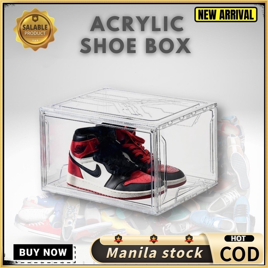 Acrylic Magnetic Side Drop Basketball Shoe Box Multifunctional Storage ...